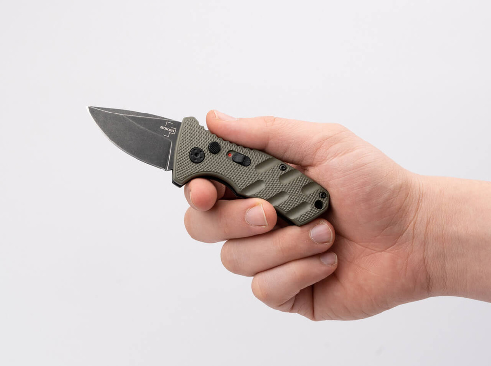 Böker Plus - Nóż automatyczny BHQ Stubby Strike Droppoint OD Green ...